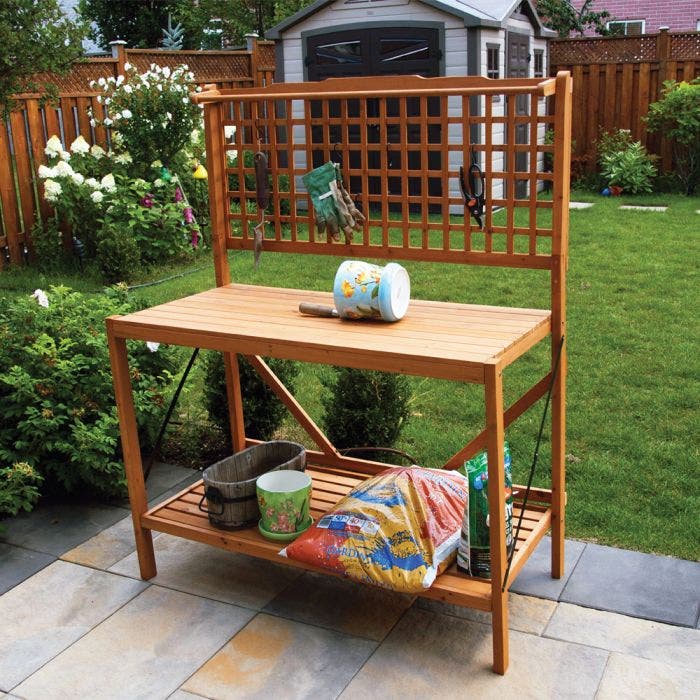 Foldable potting bench store
